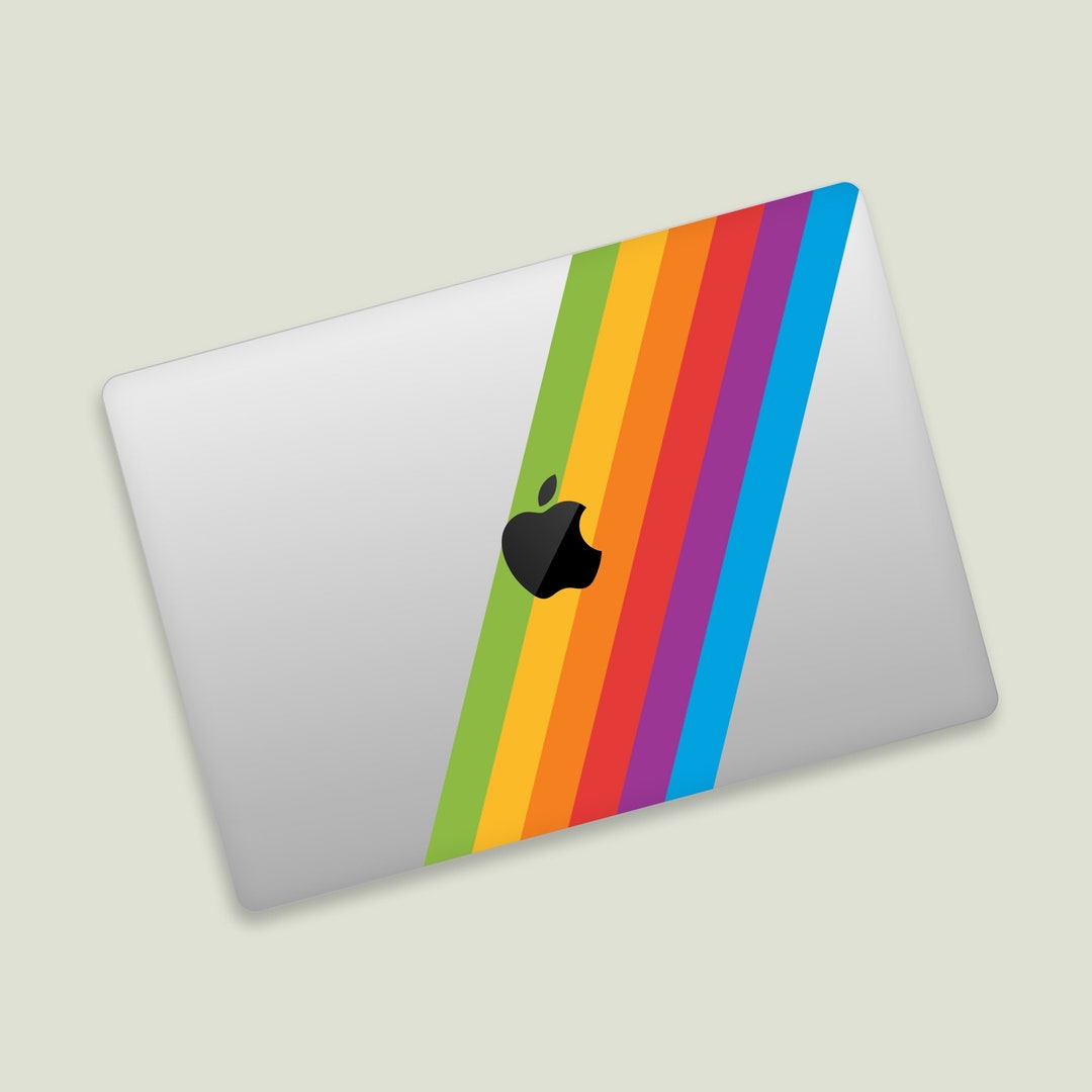 Retro Apple Logo Rainbow Stripes MacBook Transparent Skin | Vintage ...
