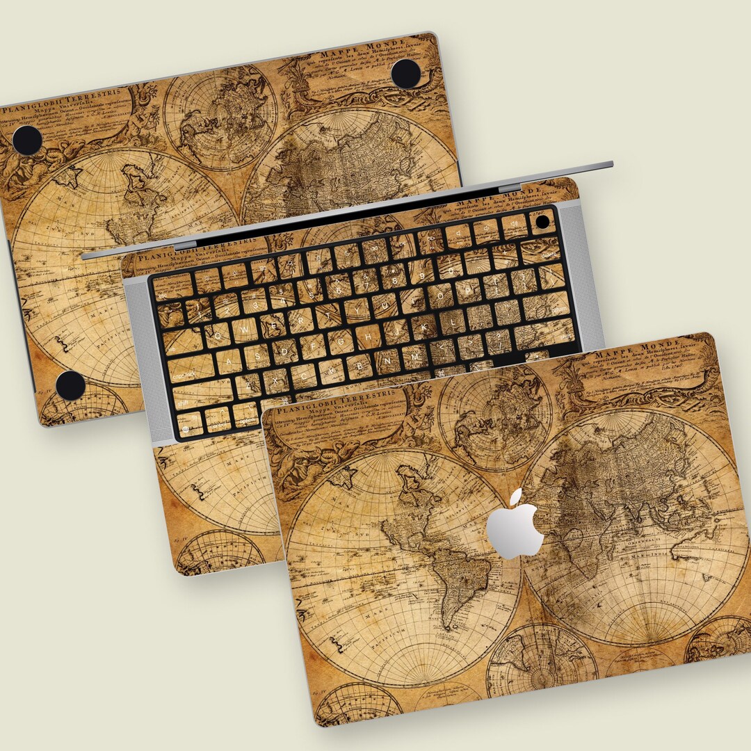 Antique Map MacBook Skin With Classic Typography | Vintage World Map ...