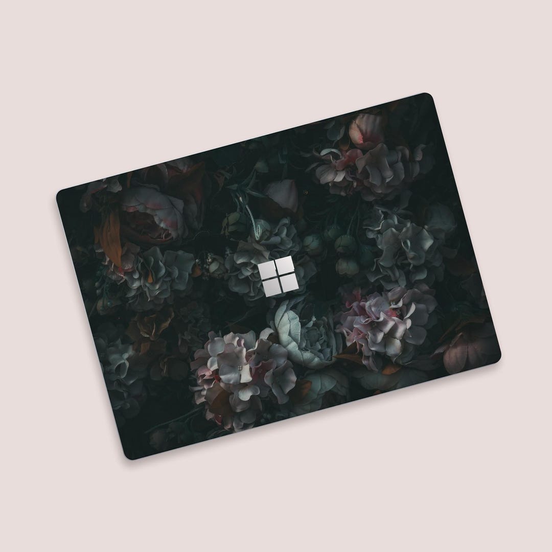 Dark Floral Design Surface Laptop Skin | Vintage Botanical Theme ...