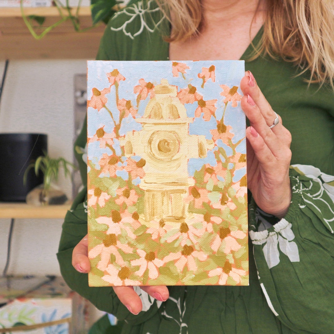 Fire Hydrant 5x7 Oil Painting on Canvas Panel by Sabina - Etsy