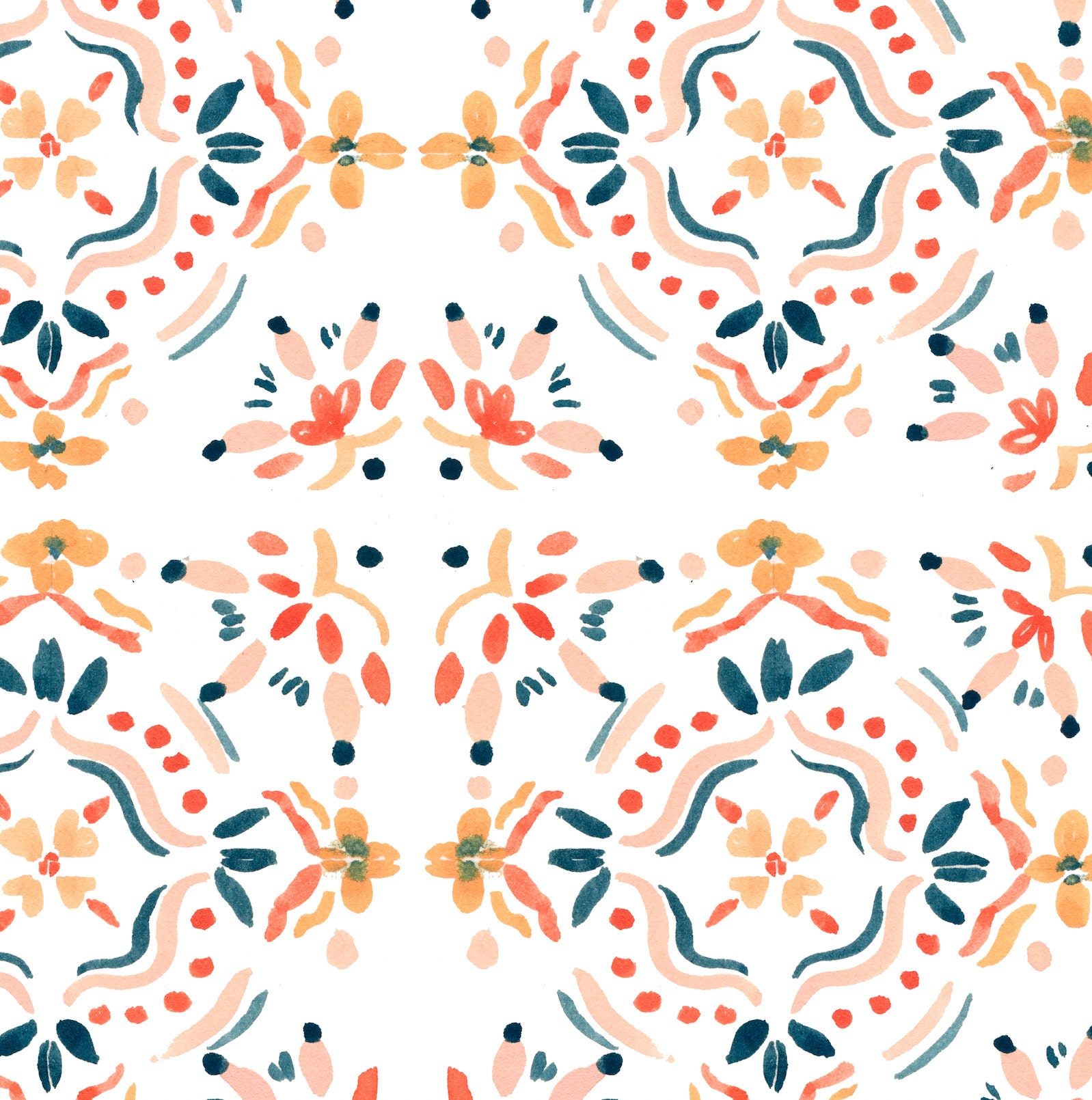 Square Tile Print Red Blue and Yellow Pattern Tile Cement | Etsy