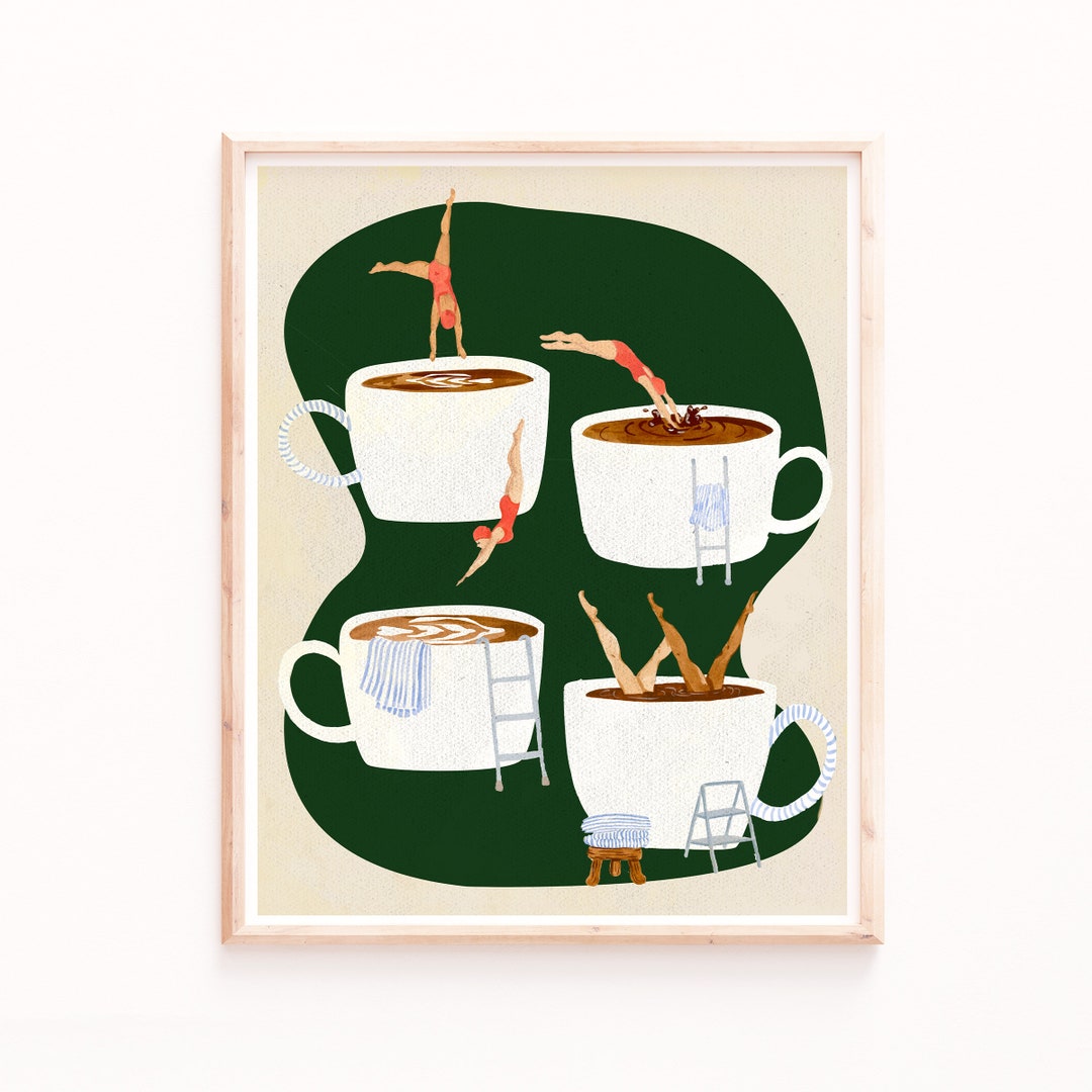 Coffee Poster Print, Coffee Bar Art, Retro Prints, Kitchen Wall Art ...