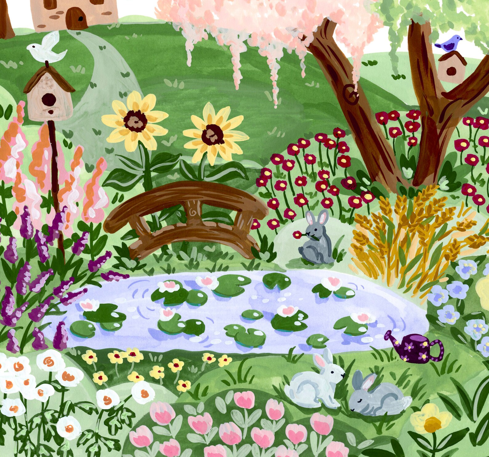 English Spring Garden Art Print Floral Wall Art Summer - Etsy