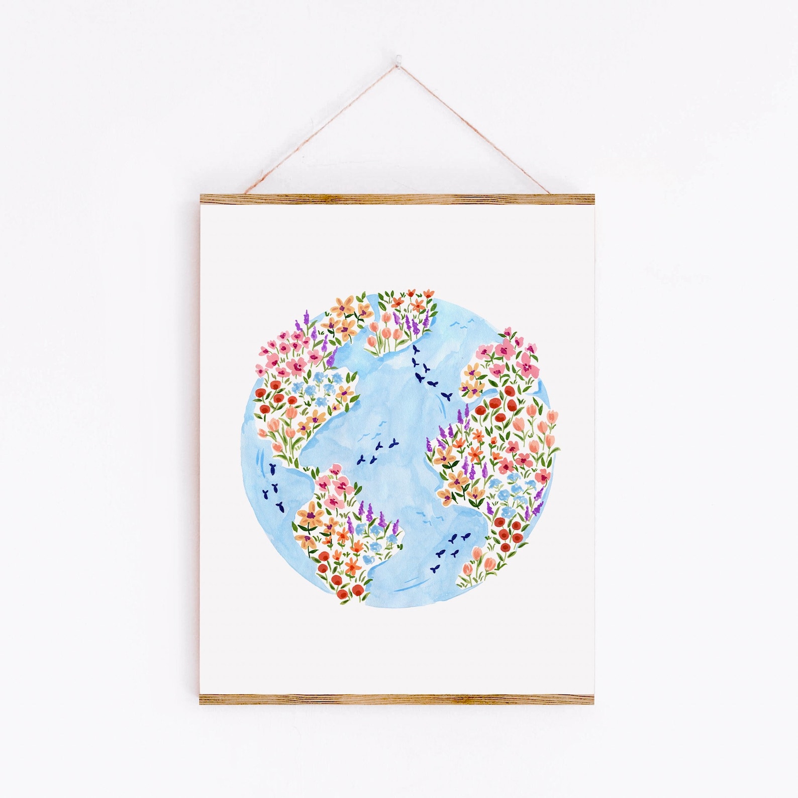 Blue Planet Art Print Floral Wall Art Earth Print Botanical - Etsy