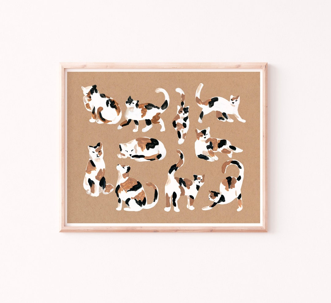 Calico Cat Art Print / Calico Cats / Cat Art Print / Fun Cat Art / Cat ...