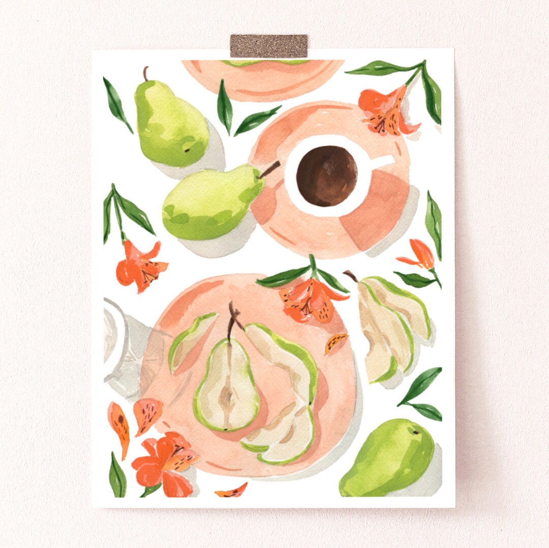 Hand Painted Pears Art Print - Matte Paper With White Border - Etsy