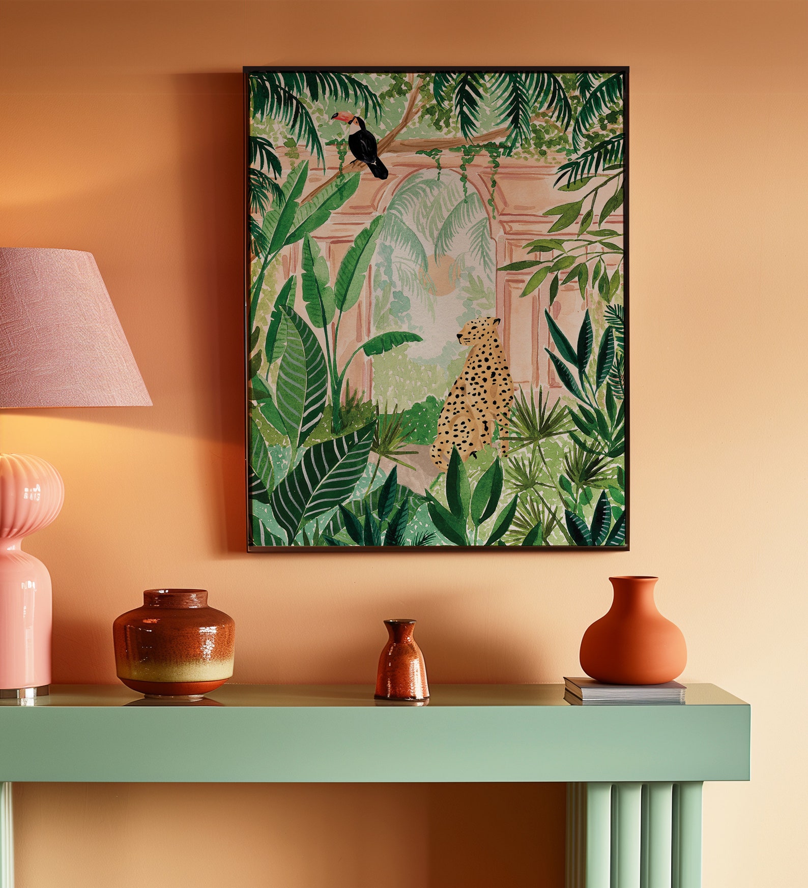 Tropical Cheetah and Toucan Art Print: Boho Jungle Wall Decor - Etsy