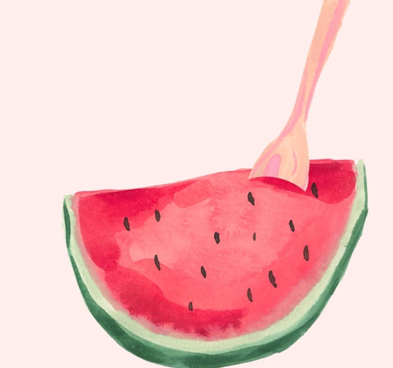 Fruit Art Print: Bananas and Watermelon Kitchen Wall Decor - Etsy