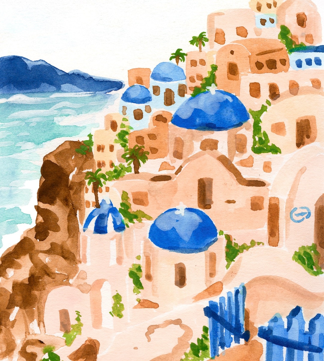 PRINTABLE Greece Art Print Travel Prints Coastal Art Living - Etsy