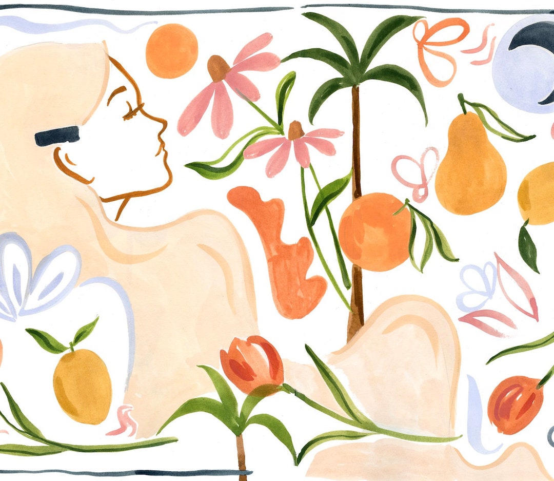 Summer Shapes Art Print, Summer Wall Art, Feminine Painting, Abstract ...