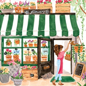 Flower Shop Print, Floral Wall Art, Sweet Little Store Painting ...