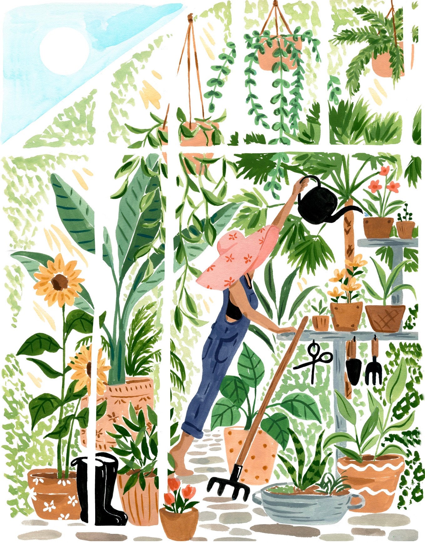 Botanical Garden Art Print Gardening Spring Art Peaceful | Etsy