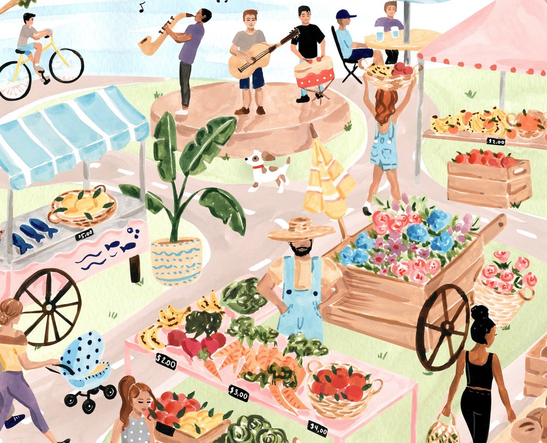 PRINTABLE Farmer's Market Art Print - Kitchen Wall Art - Dining Room ...
