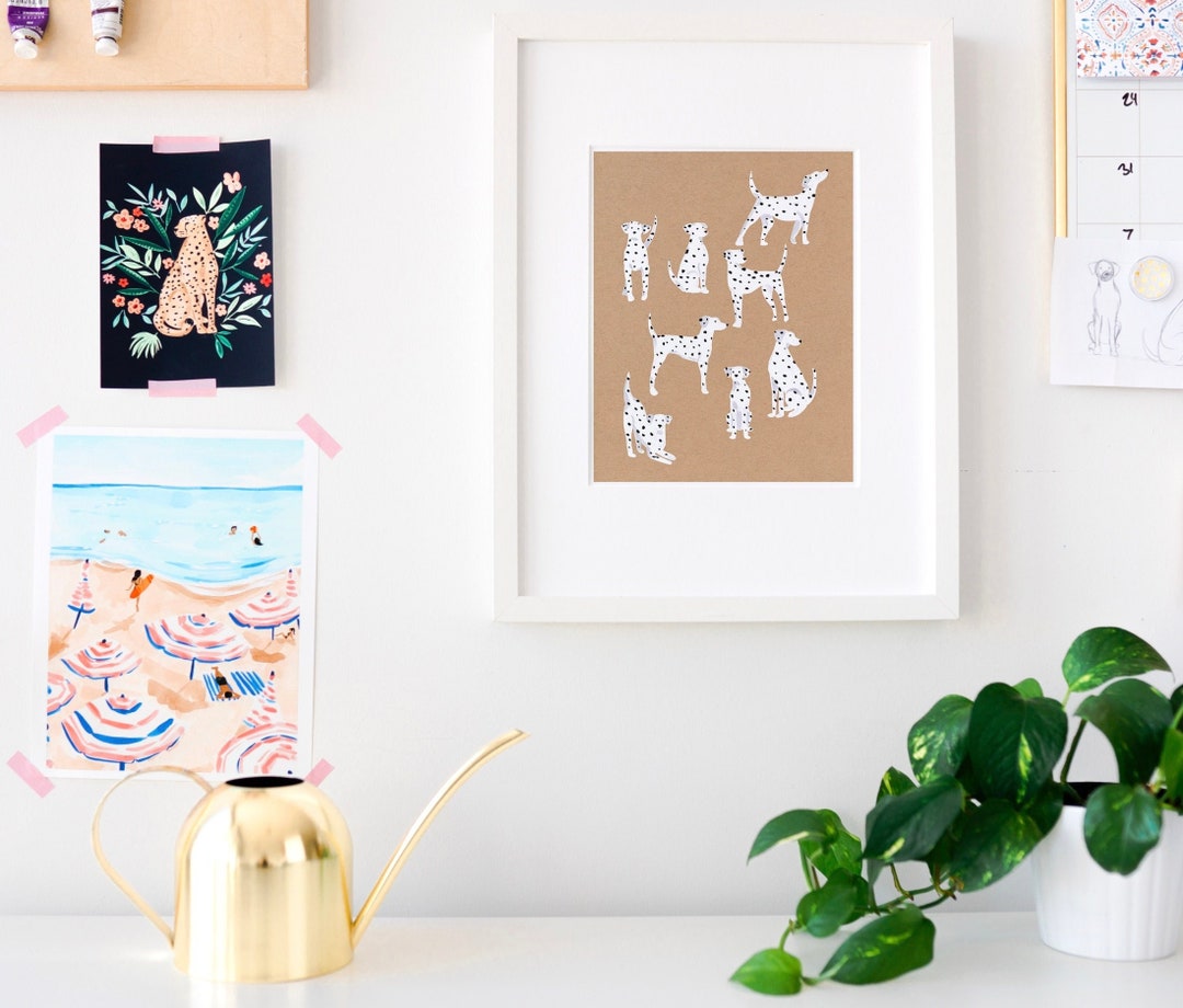 Dalmatians Art Print: Neutral Boho Dog Wall Decor - Etsy