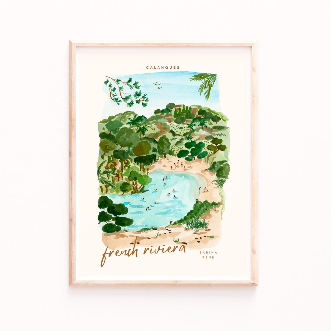French Riviera Art Print, Calanques France, Tropical Wall Art ...