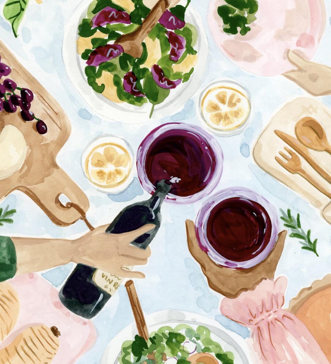 Printable Table Setting Print, Thanksgiving Wall Art, Friends Dinner ...