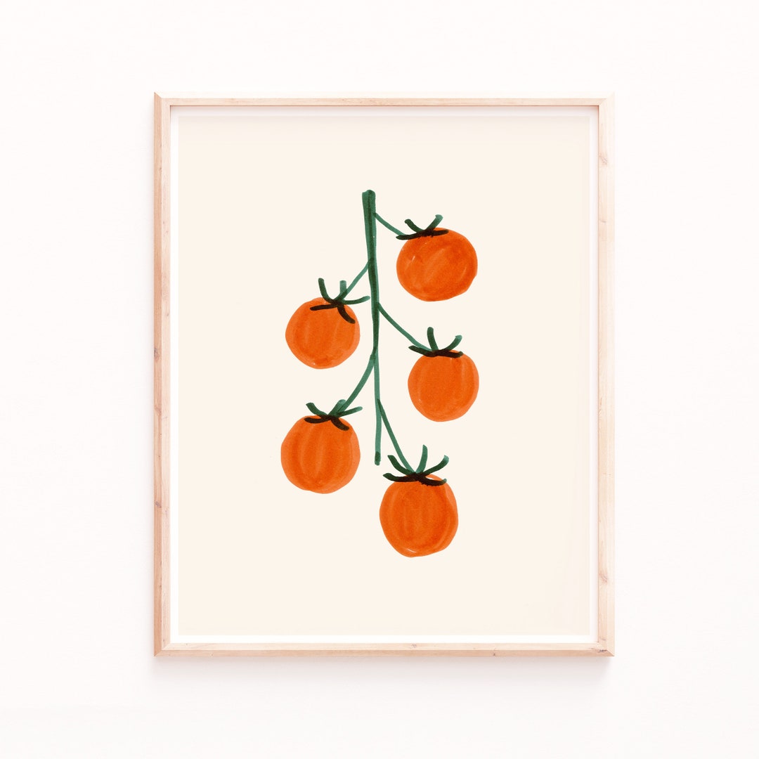 Vine Tomatoes Art Print – Watercolor Kitchen Wall Art, Rustic Tomato ...