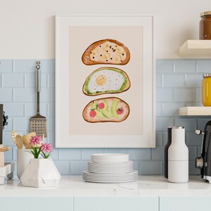 Kitchen Wall Art, Toast Art Print, Avocado Toast Decor, Food Wall Art ...