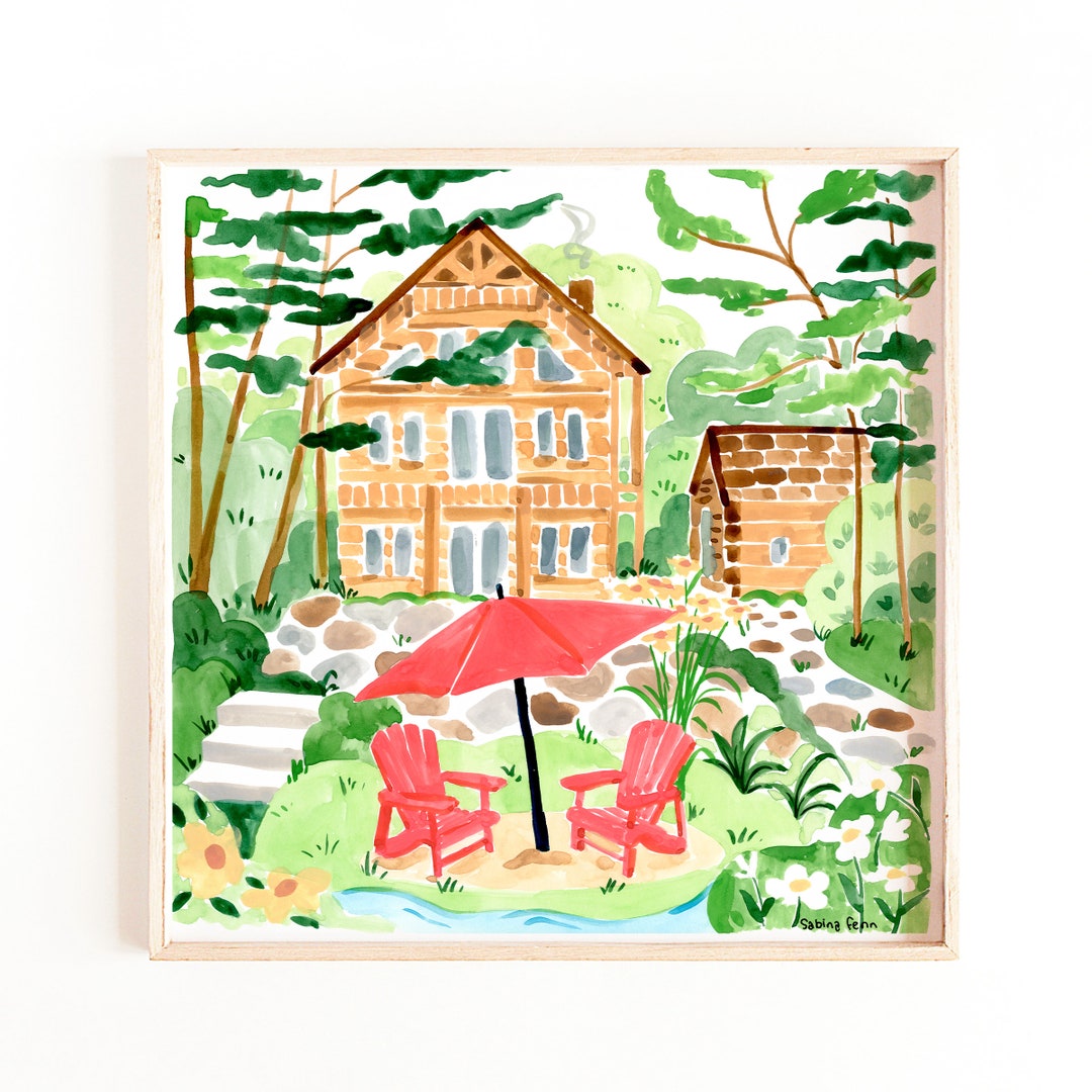 Canadian Cottage Print, Hand Painted Prints, Cottage Decor, Canada ...