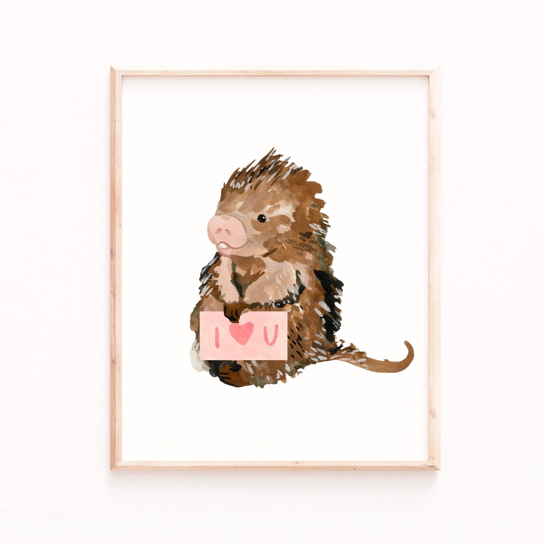 Porcupine Love Print, Valentine's Day Prints, Handmade Wall Art, Cute ...