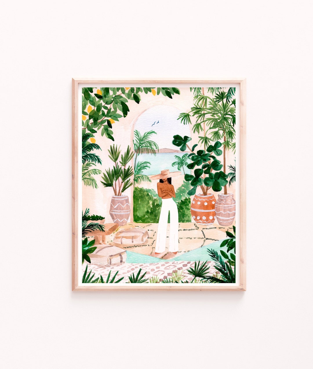 Moroccan Woman Print: Boho Tropical Style - Hand Painted Gouache - Etsy