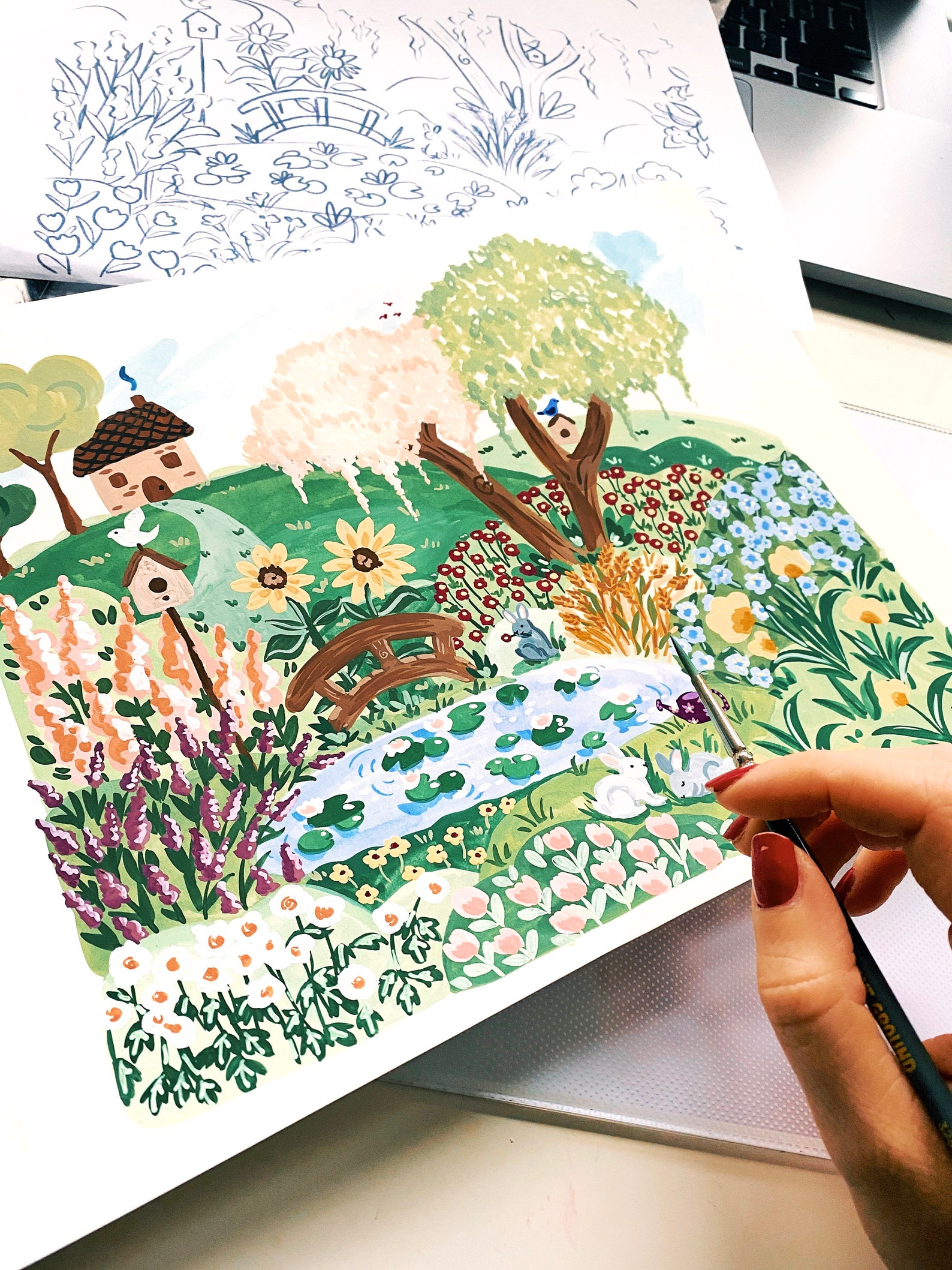 English Spring Garden Art Print Floral Wall Art Summer - Etsy