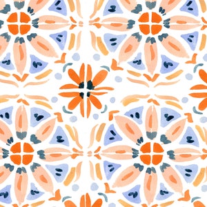 Square Tile Print, Red and Pink Pattern Tile, Cement Tile Art, Italian ...