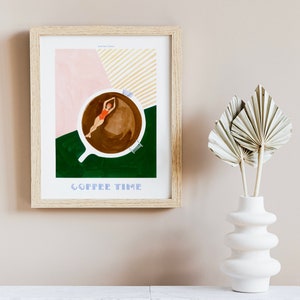 Coffee Poster Print, Good Morning Coffee Swimmer, Retro Swimming Art ...