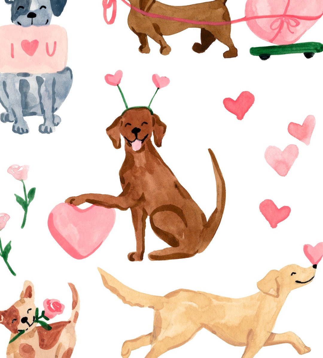 PRINTABLE Valentine's Day Art Print, Dogs Valentine, Classroom Decor ...