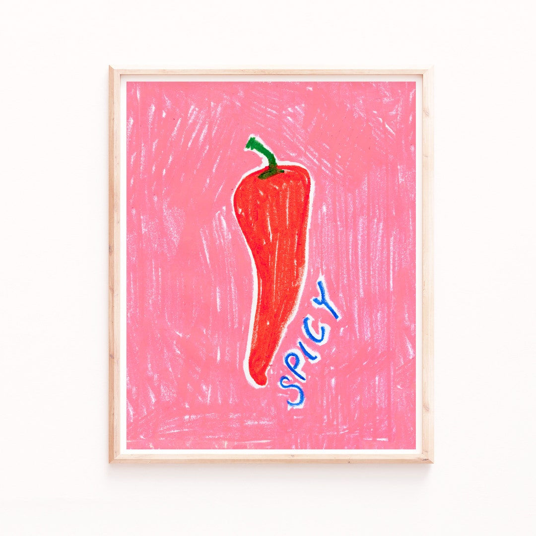Spicy Chili Pepper Print, Modern Kitchen Wall Art, Chilli Pepper Prints ...