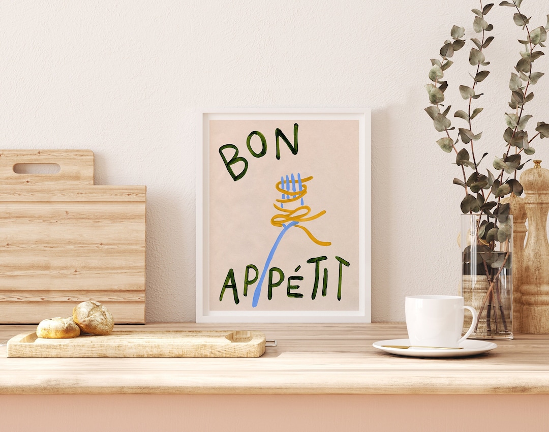 Printable Kitchen Wall Art, Bon Appetit, Pasta Poster, Poster Print - Etsy