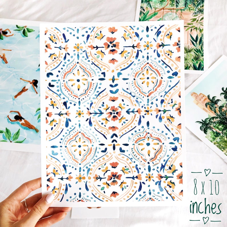 Marrakech Mosaic Art Print - Moroccan Tile Boho Wall Decor - Etsy