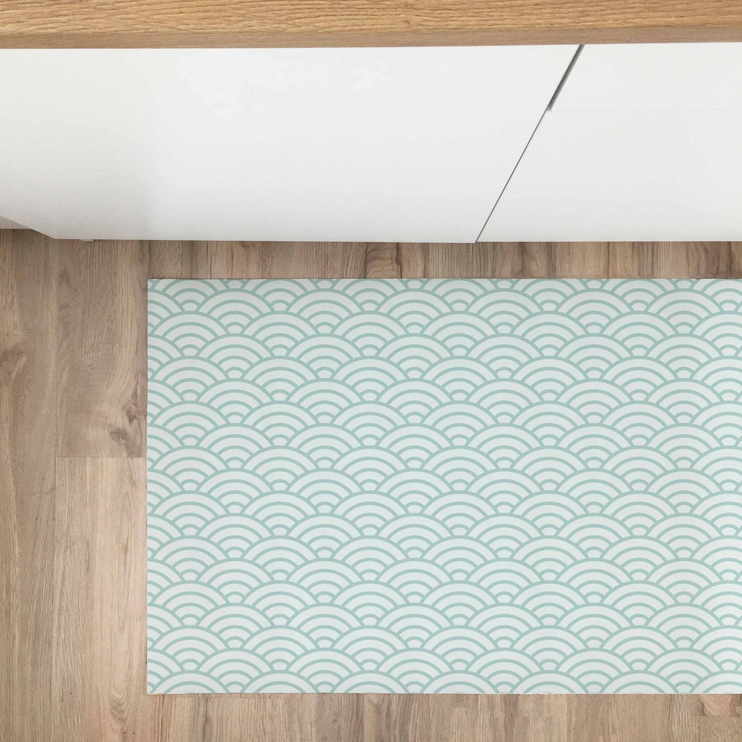 Japanese Waves Vinyl Rug, Vinyl Carpet, Pvc Mat, Kitchen Rug - Etsy