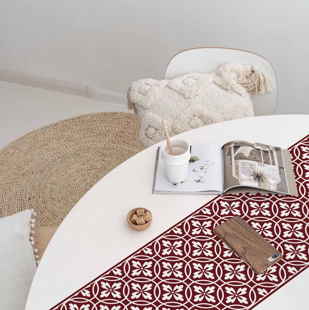 Vintage Table Runner, Red Table Runner, Table Runner Vintage, Red and ...