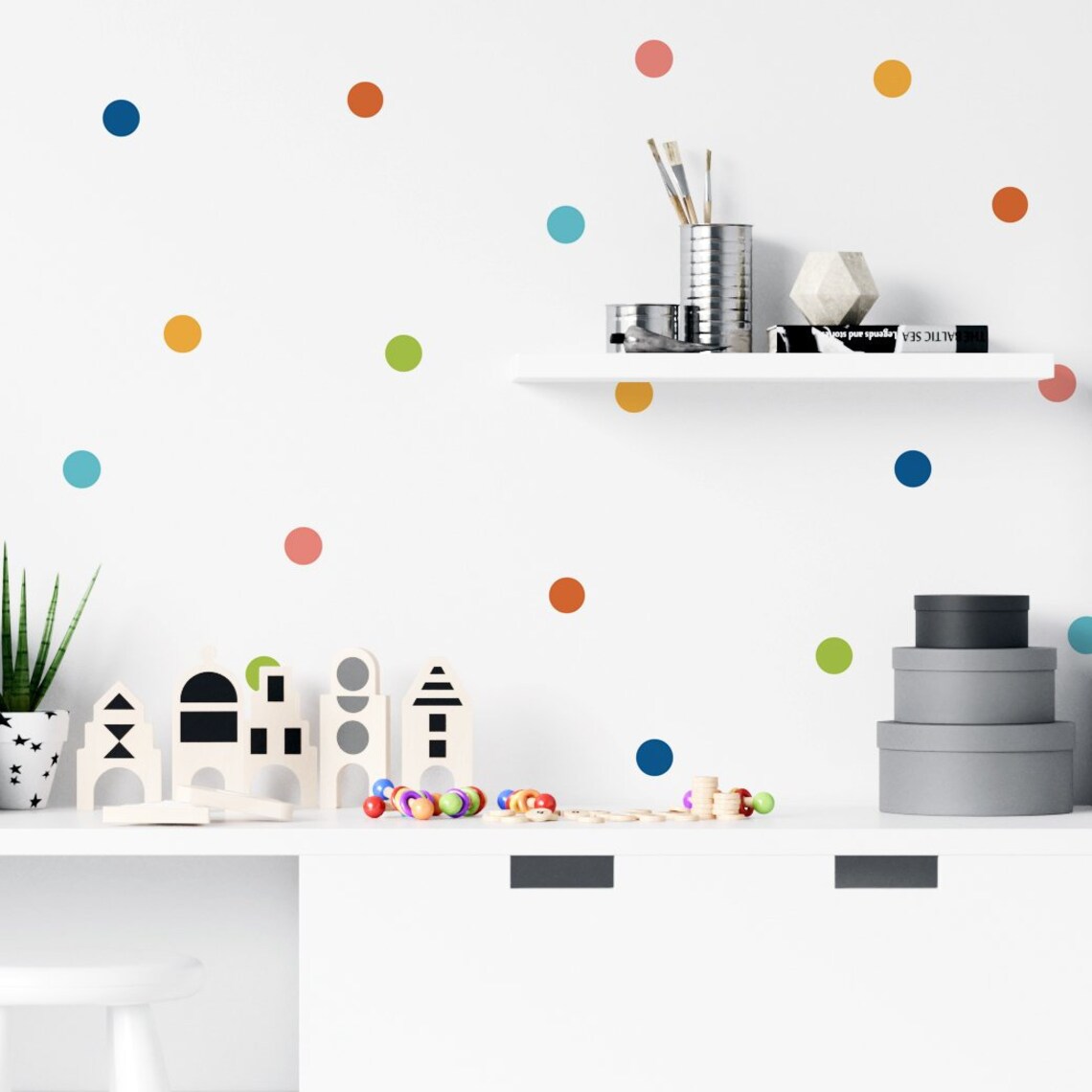 Colored Round Wall Sticker, Peel and Stick Stickers, Self-adhesive ...