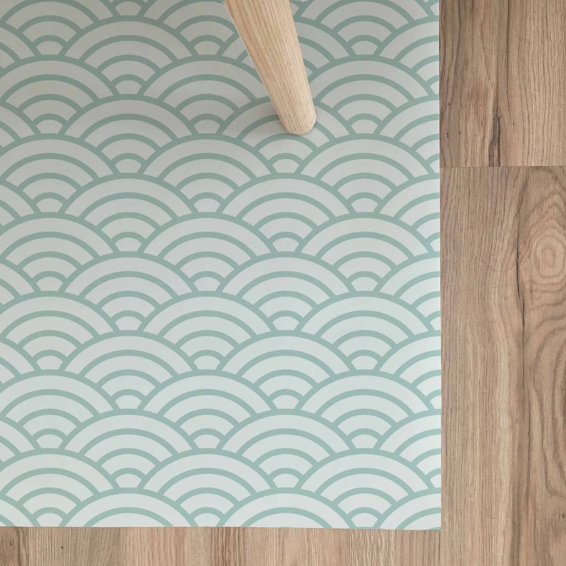 Japanese Waves Vinyl Rug, Vinyl Carpet, Pvc Mat, Kitchen Rug - Etsy