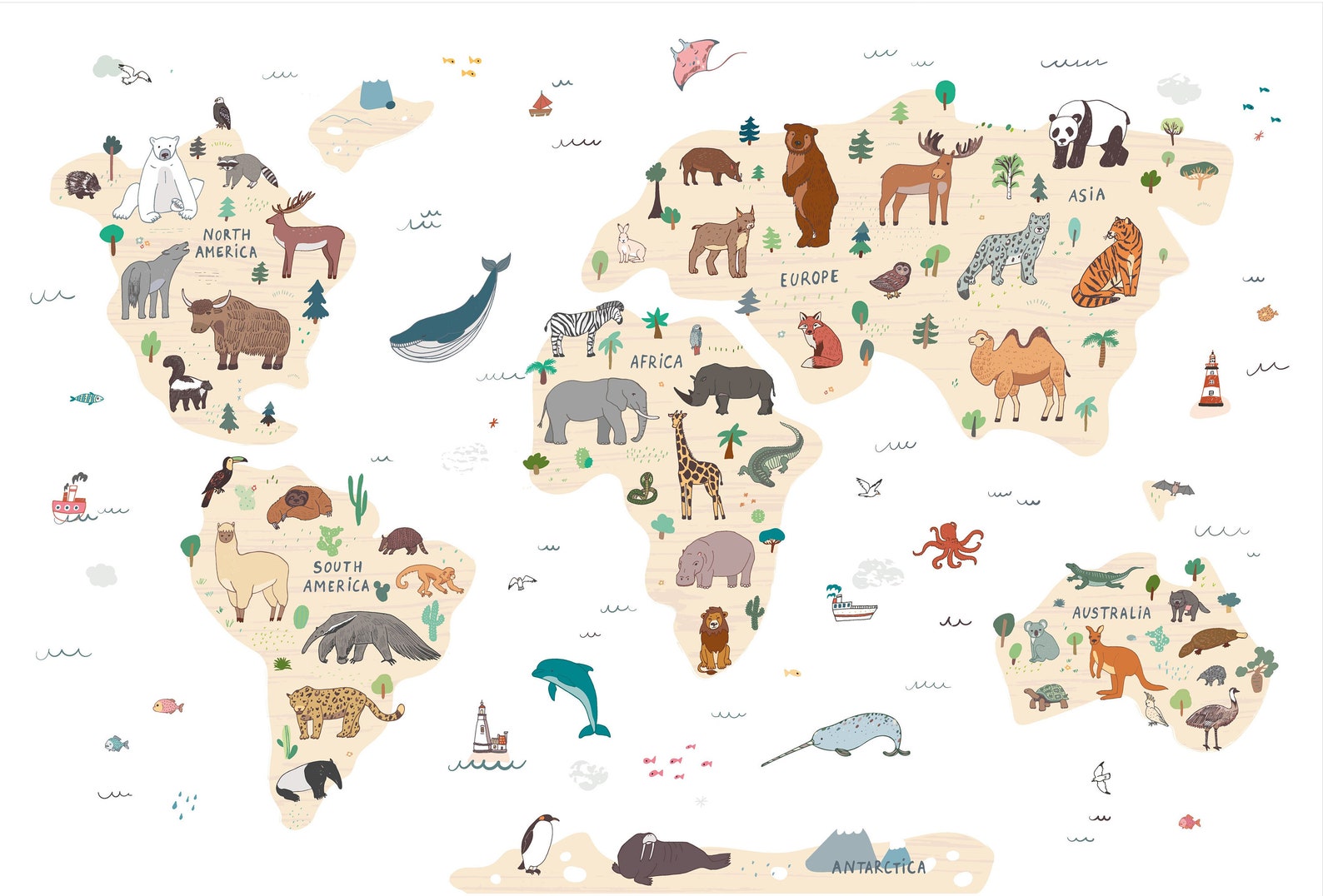 World Map Wall Sticker Peel and Stick Stickers | Etsy