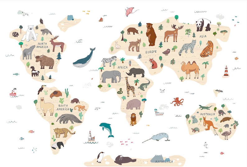 World Map Wall Sticker Peel and Stick Stickers - Etsy