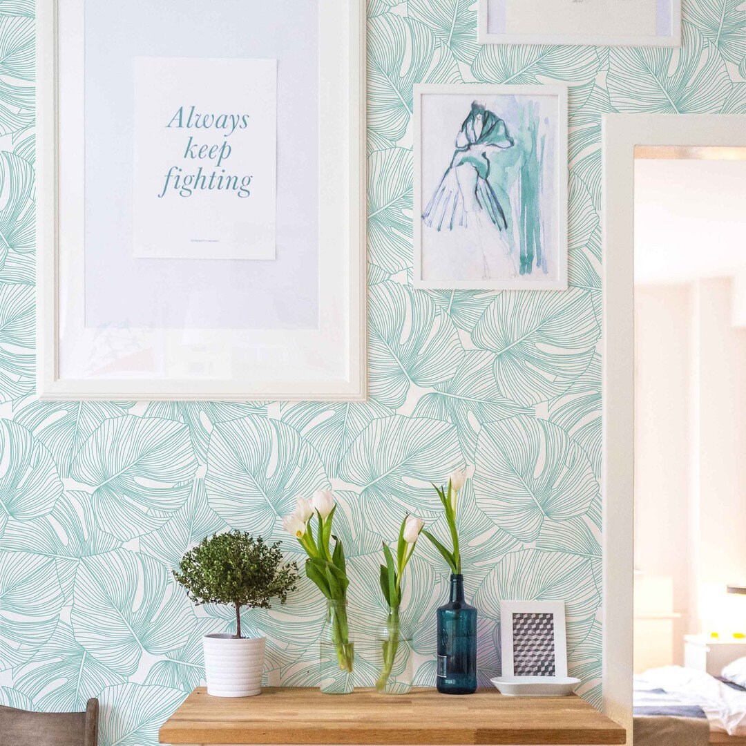 Palm Leaves Wallpaper Removable Wallpaper Wallpaper Peel | Etsy