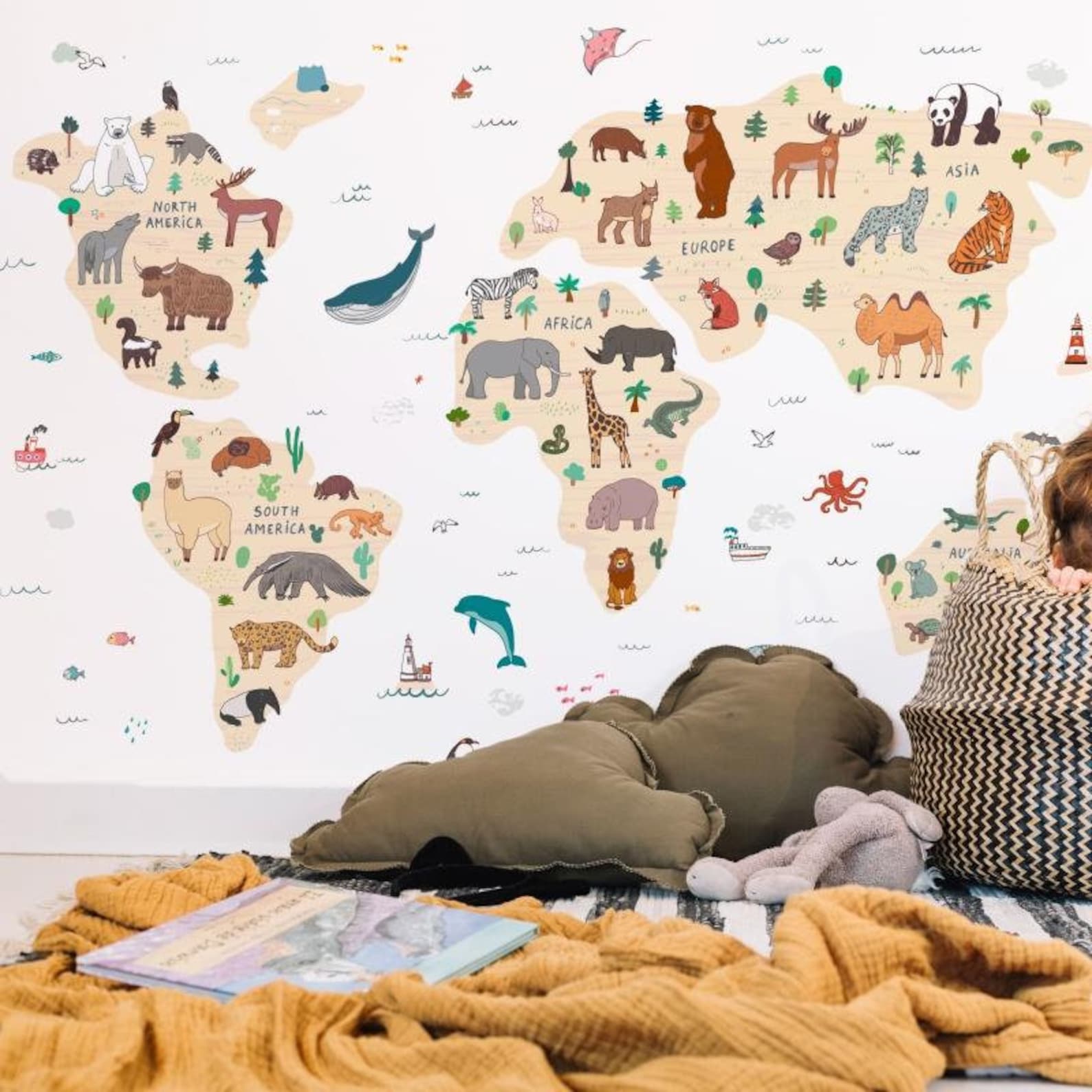 World Map Wall Sticker Peel and Stick Stickers | Etsy