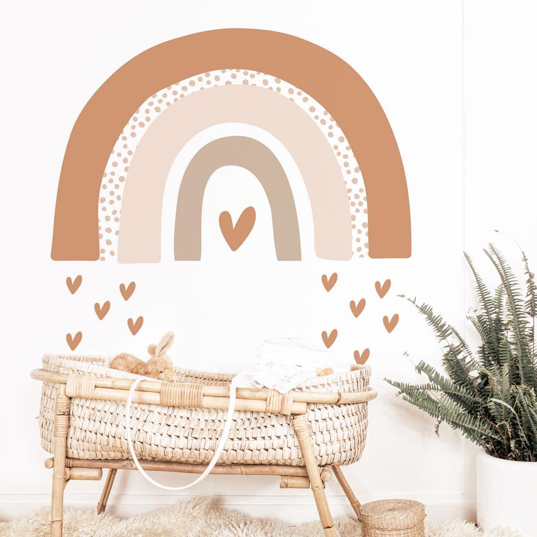 Boho Rainbow Wall Decal, Earth Tone Nursery Decor, Peel and Stick - Etsy