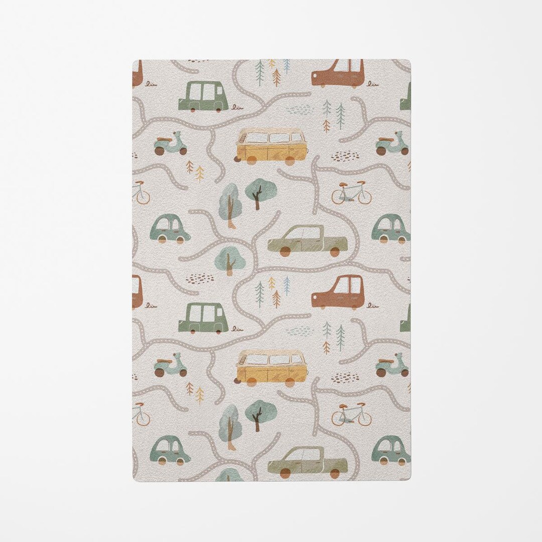 Road Map Play Mat, Suede Soft Polyester, Nursery Decor - Etsy