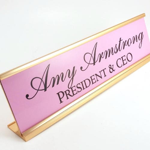 Personalized Desk Name Plate Nameplate Plaque Pink With Rose - Etsy