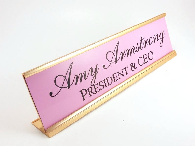 Personalized Desk Name Plate Nameplate Plaque Pink With Rose - Etsy