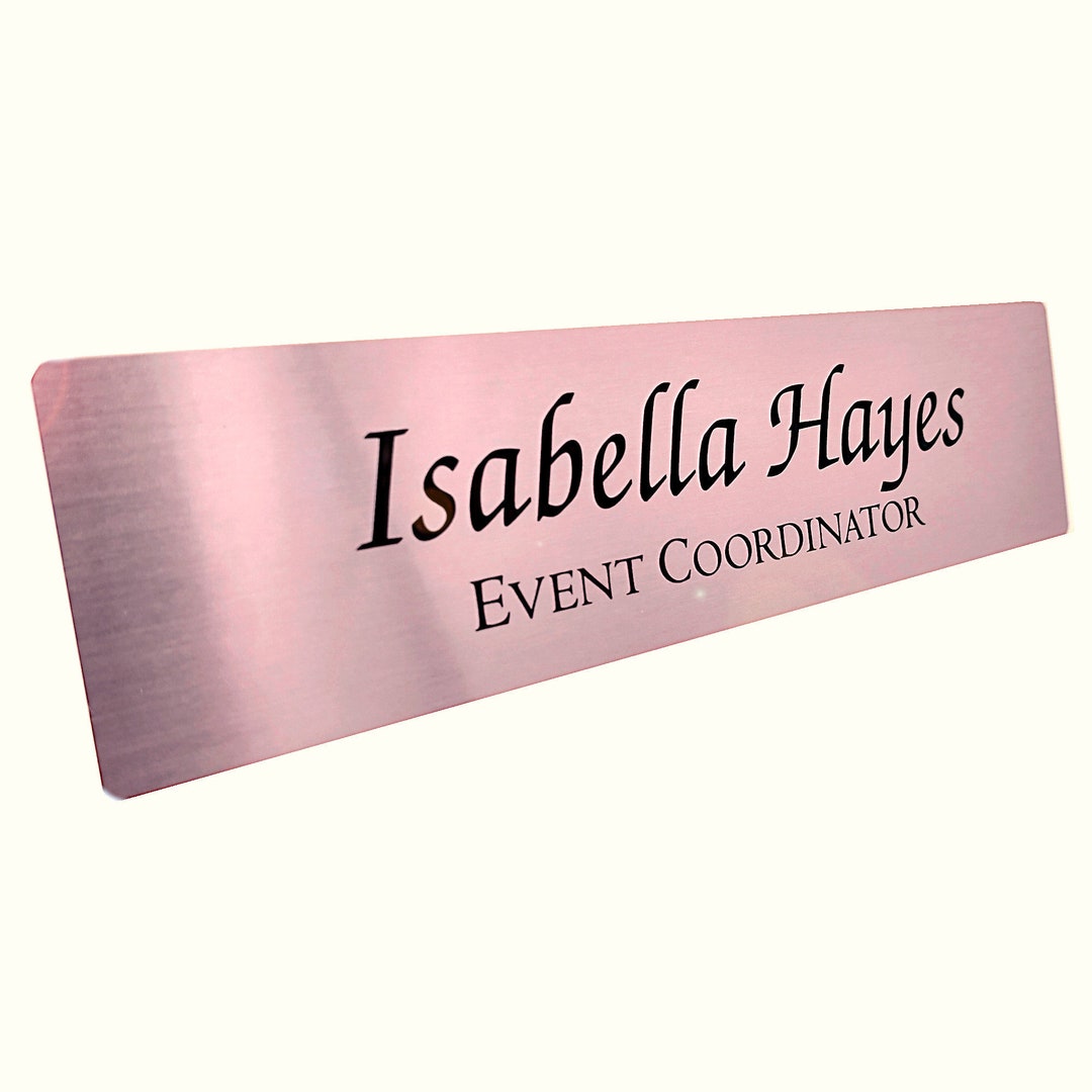 2"x8" Custom Imprinted Name Plate Brushed Metallic Pink Fits Standard ...