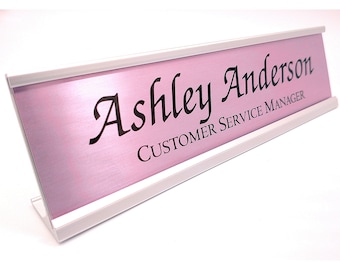 Personalized Desk Name Plate Nameplate Brushed METALLIC Pink | Etsy