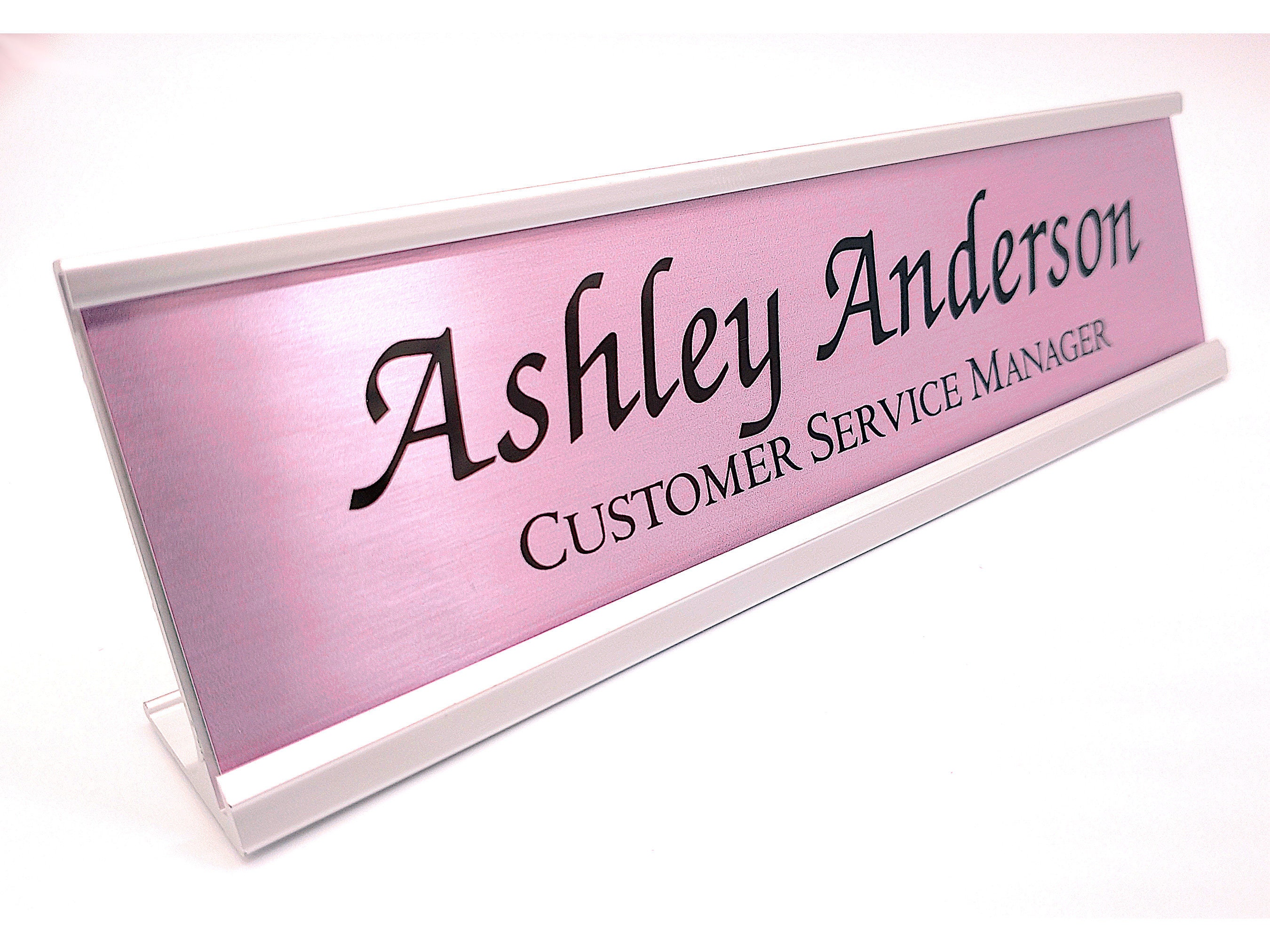 Personalized Desk Name Plate Nameplate Brushed METALLIC Pink | Etsy