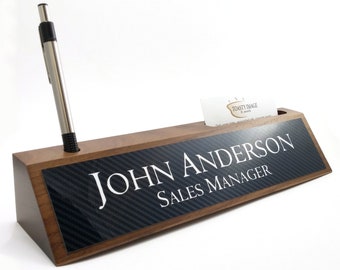 Personalized Business Card Holder Desk Name Plate Custom - Etsy