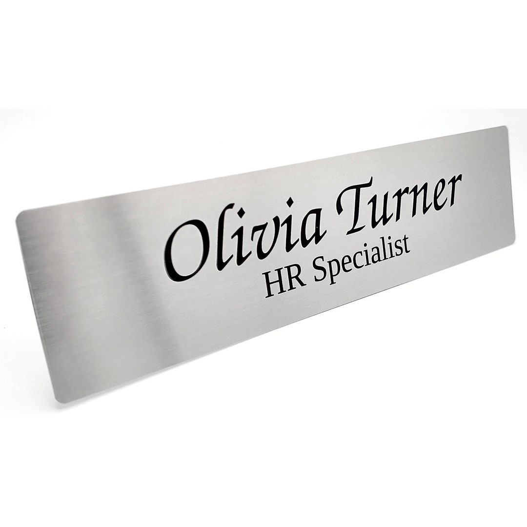 2"x8" Custom Imprinted Name Plate Brushed Silver Fits Standard Wall and ...