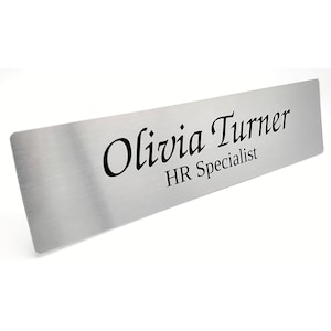 2"x8" Custom Imprinted Name Plate Brushed Silver Fits Standard Wall and ...